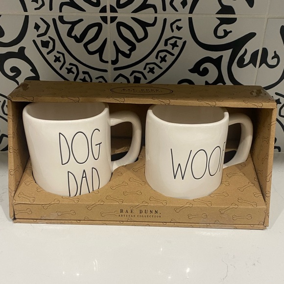Rae Dunn | Kitchen | Rae Dunn Dog Dad Woof Mug Set Large Letters Brand ...